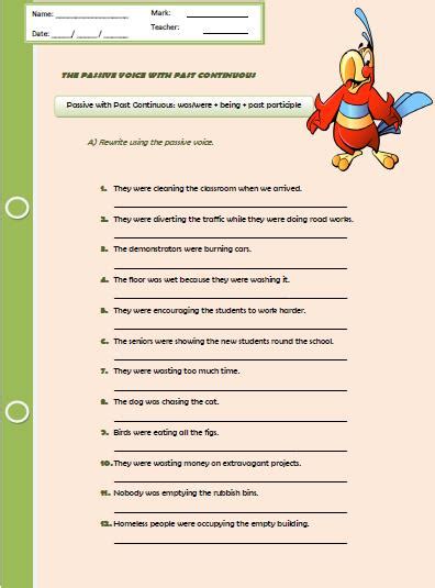 Passive Voice Past Continuous Exercises Vcog