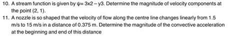 Solved A stream function is given by ψ y Determine Chegg com