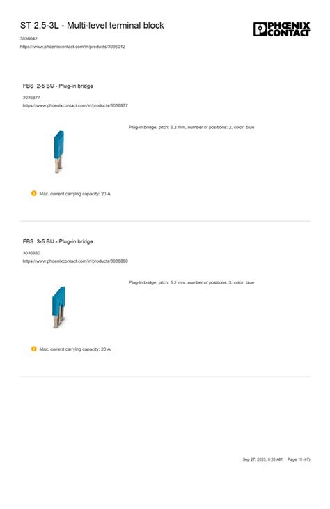 Phoenix Contact St 2 5 3l Multi Level Terminal Block Feed Through At