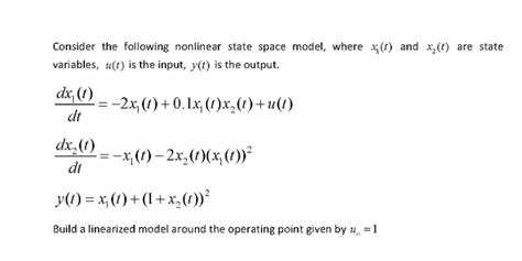 Solved Consider The Following Nonlinear State Space Model