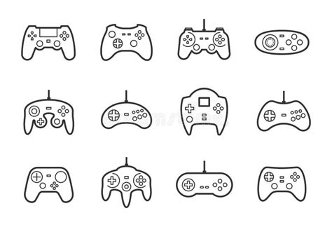 Gamepads Icons In Thin Line Style Stock Vector Illustration Of Game Object 164475149