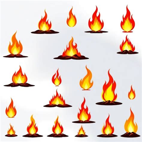 Fires Vector Set White Background Isolated A High Premium Ai Generated Vector