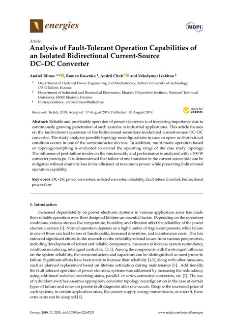 pdf analysis of fault tolerant operation capabilities of an isolated
