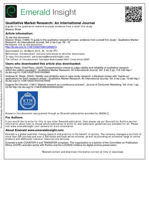 A Guide To The Qualitative Research Process Evidence From A Small Firm