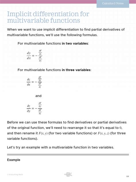 Implicit Differentiation For Multivariable Functions Pdf Derivative Function Mathematics