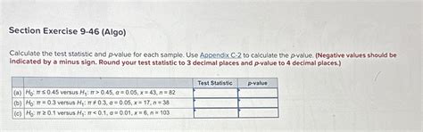 Solved Section Exercise Algo Calculate The Test Chegg