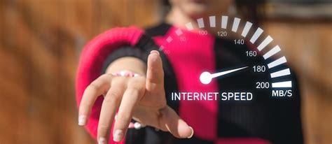 Premium Photo Girl Showing Internet Speedometer Speed Technology Network