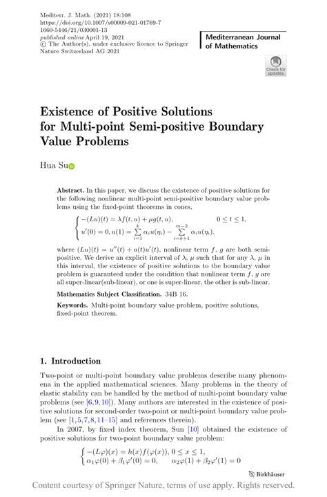 Existence Of Positive Solutions For Multi Point Semi Positive Boundary Value Problems