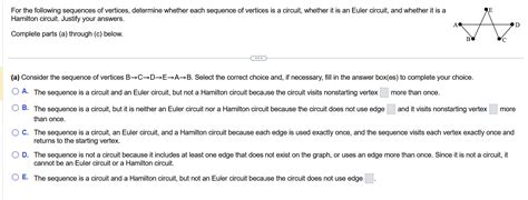 Solved For The Following Sequences Of Vertices Determine Chegg