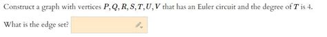 Solved Construct A Graph With Vertices P Q R S T U V Chegg