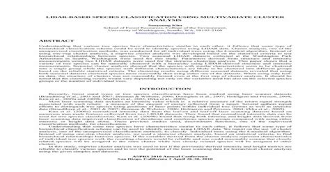 Lidar Based Species Classification Using · Lidar Based Species