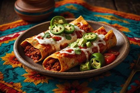 Premium Photo Enchiladas With A Traditional Azteci