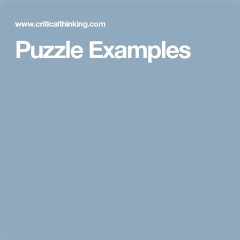 Puzzle Examples Critical Thinking Puzzle Math Notes