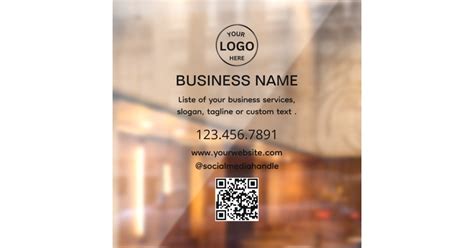 Business Black Logo Qr Code Window Cling Zazzle