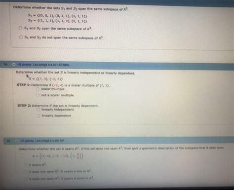 solved determine whether the sets s1 and s2 span the same