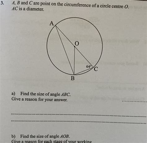 SOLVED A B And C Are Point On The Circumference Of A Circle Centre O A C Is A Diameter A