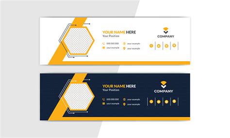 전자 메일 서명 템플릿 디자인입니다 회사 메일 비즈니스 전자 메일 서명 배너입니다 저자 사진이있는 이메일 서명은 현대적이고 최소한의 레이아웃을 배치합니다 0명에 대한 스톡