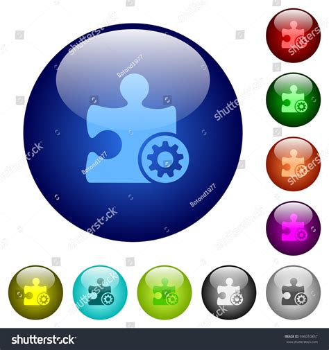 plugin settings icons on round color glass royalty free stock vector