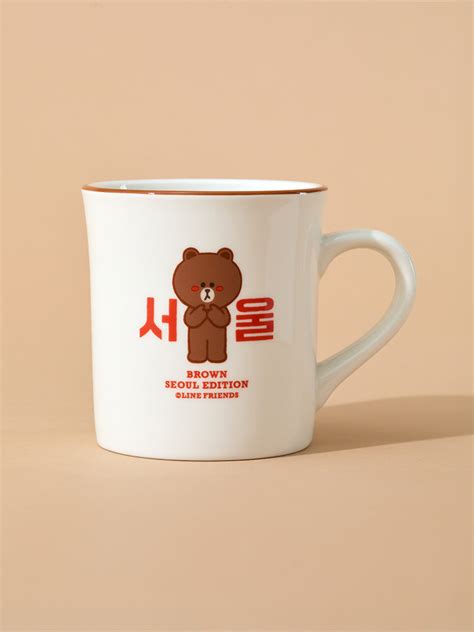 라인프렌즈 브라운 서울 에디션 머그컵 340ml Line Friends Square