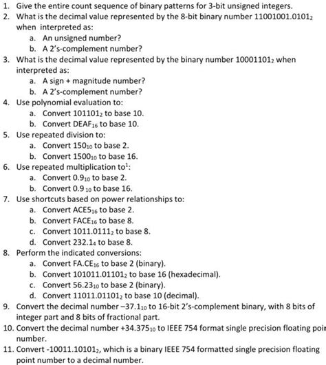 Solved 1 Give The Entire Count Sequence Of Binary Patterns