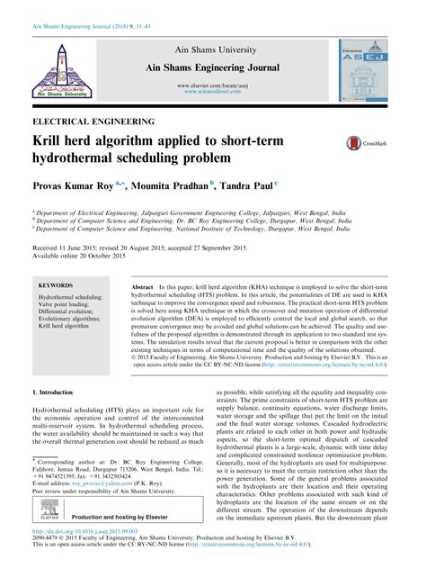 pdf krill herd algorithm applied to short term hydrothermal