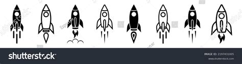 Set Rocket Vector Icons Launch Spaceship Stock Vector Royalty Free 2197431005 Shutterstock