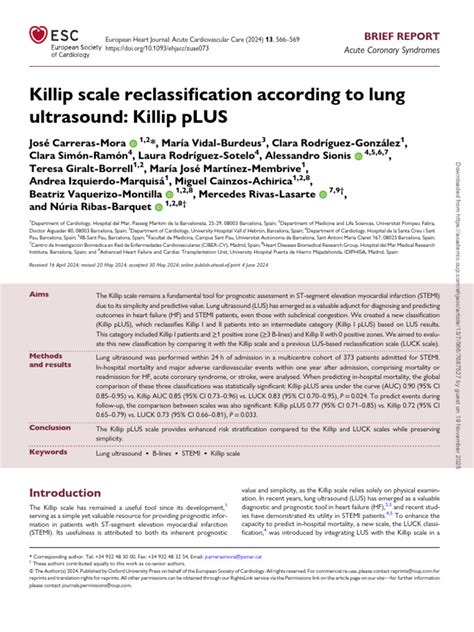 Killip Plus Enhanced Stemi Risk Stratification Pdf Myocardial
