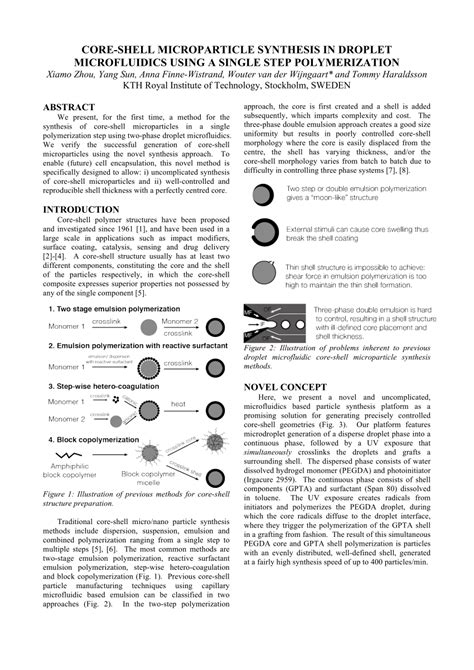 Pdf Core Shell Microparticle Synthesis In Droplet Microfluidics Using