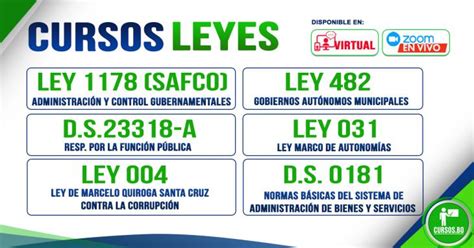 6 Cursos Ley 1178 Ds 23318a Ds 0181 Ley 004 Ley 031 Y Ley 482