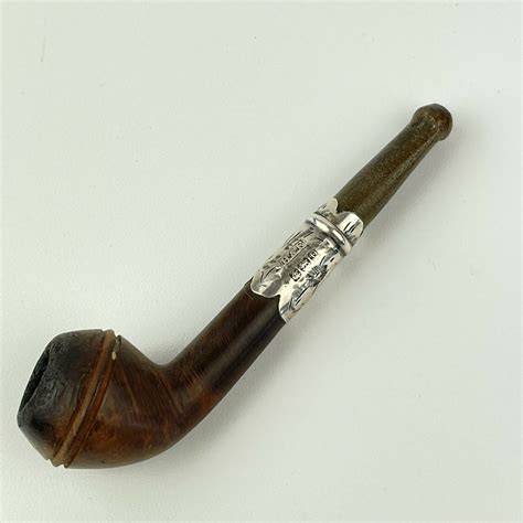 Antique Solid Silver Mounted Miniature Smoking Pipe Hall And Fitzgerald