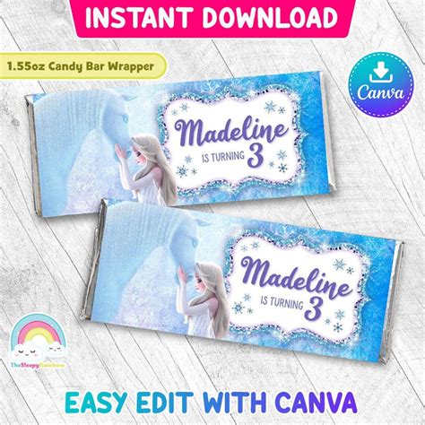 Frozen 2 Elsa The Nokk Candy Bar Wrapper Frozen Elsa Nokk Chocolate Bar