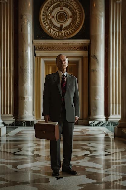 Premium Photo Distinguished Diplomat In Grand Hall Symbol Of International Representation And