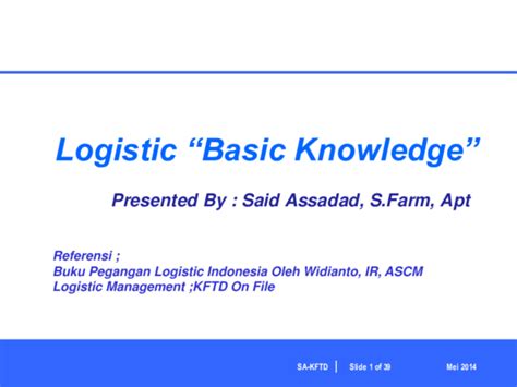 pdf logistic basic knowledge logistic management kftd on file