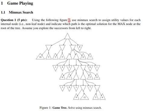 Solved 1 Game Playing 11 Minmax Search Question 1 5 Pts