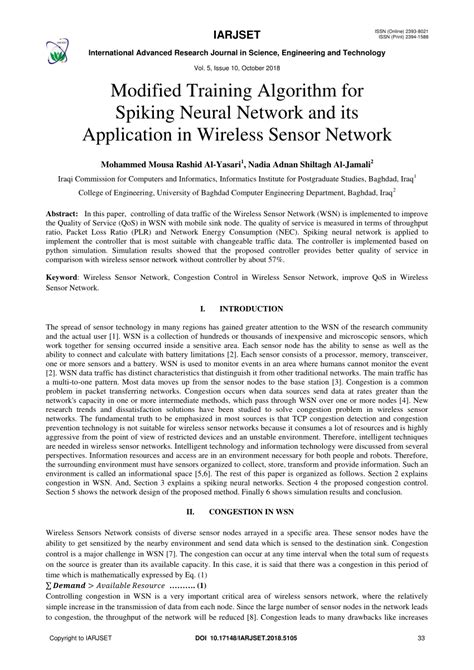 pdf modified training algorithm for spiking neural network and its