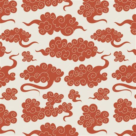 손으로 그린 동양 구름 패턴 일러스트레이션 무료 벡터