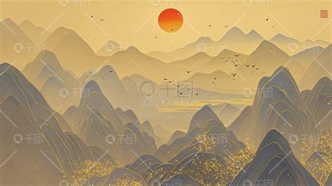 国风ai数字艺术 国风金箔岩彩琴瑟黄磨砂肌理绘画 Ai背景免费下载png格式4096像素编号71191187 千图网