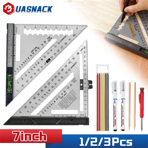 알루미늄 합금 각도 각도기 7 인치 삼각형 눈금자 속도 미터법 사각형 측정 도구 미터 각도 각도기 목공 도구 Aliexpress
