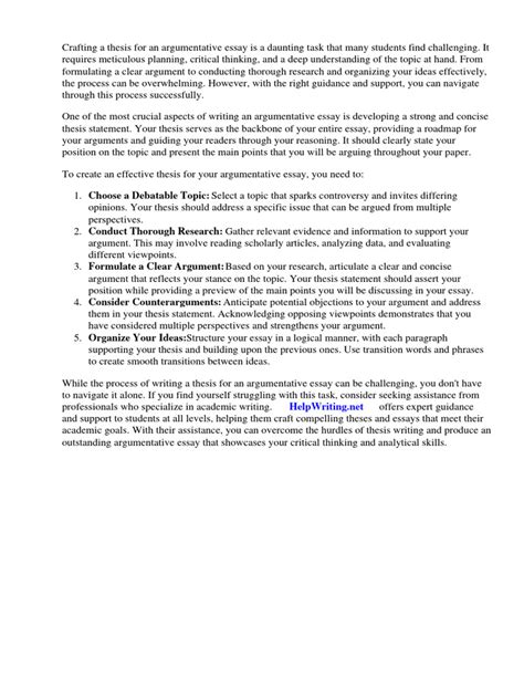 How To Make A Thesis For An Argumentative Essay Pdf