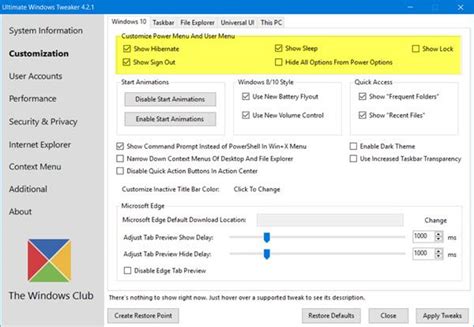 Power Options Missing From Start Menu In Windows 1110