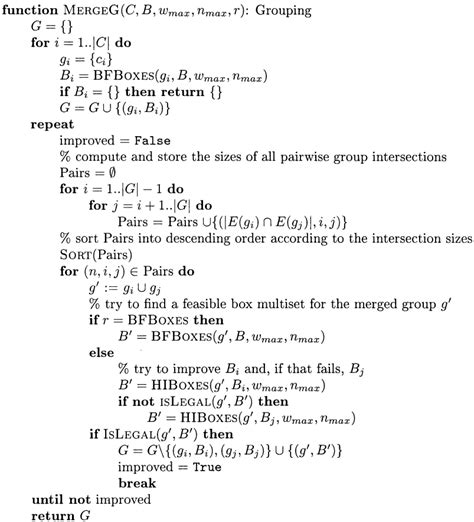 Pseudocode For Grouping By Merging Algorithm MERGEG Download Scientific Diagram