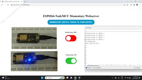 esp8266 nodemcu momentary switch on web server