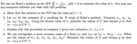 Solved We Can Use Euler S Method On The IVP Dy Y Chegg