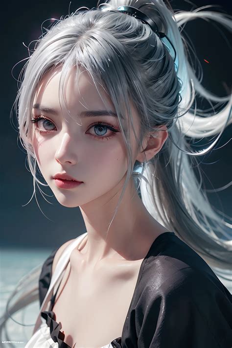 긴 머리와 파란 눈을 가진 여자가 사진을 찍기 위해 포즈를 취하고 있다 Seaart Ai