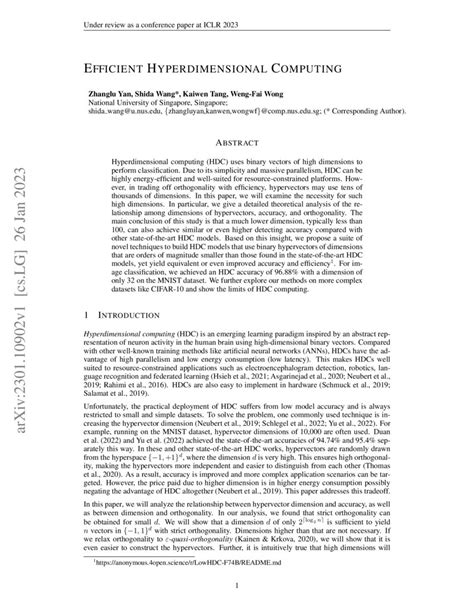 Efficient Hyperdimensional Computing Deepai
