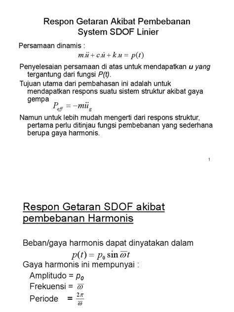 Respon Getaran Sistem Sdof Linier Akibat Pembebanan Harmonis Pdf Respon Getaran Sistem Sdof Linier Akibat Pembebanan Harmonis Pdf