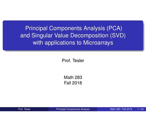 Ppt Principal Components Analysis Pca And Singular Value Decomposition Powerpoint