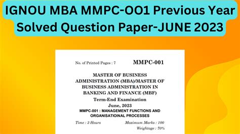 ignou mba mmpc 014 previous year solved question paper june 2023 by