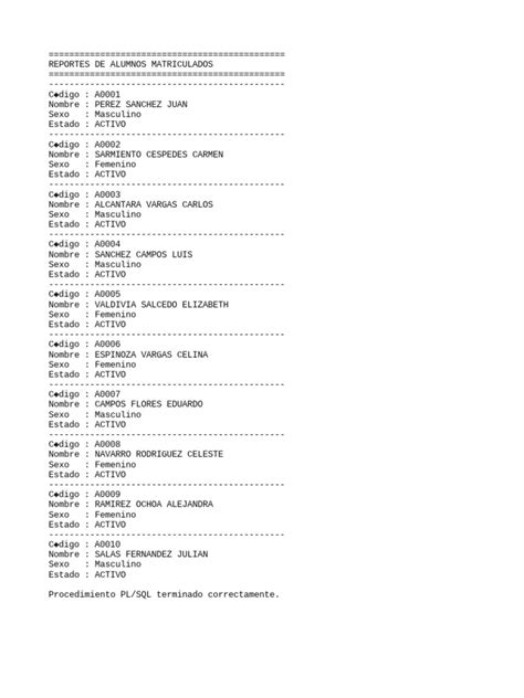 Informe De Alumnos Pdf