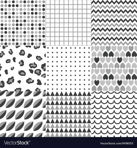 Set Of Monochrome Elegant Seamless Patterns Vector Image